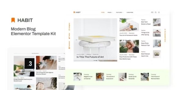 Habit - Modern Blog Elementor Template Kit - Themesplugin Vault